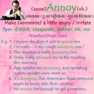 Annoy Meaning - Make A Little Angry / Irritate | Vocabulary Cards