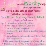 Worthy Meaning - Adequate or Great Merit, Valuable | Vocabulary Cards