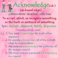 Acknowledge - To Accept or Recognize Something | Vocab FlashCards