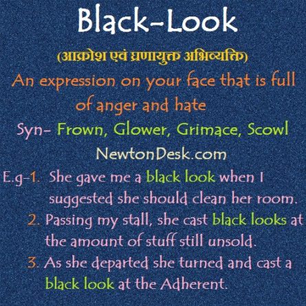 Black Look - Expression of Anger and Hate | Idioms FlashCards