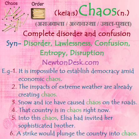 Chaos meaning - Complete Disorder And Confusion | Vocabulary Cards