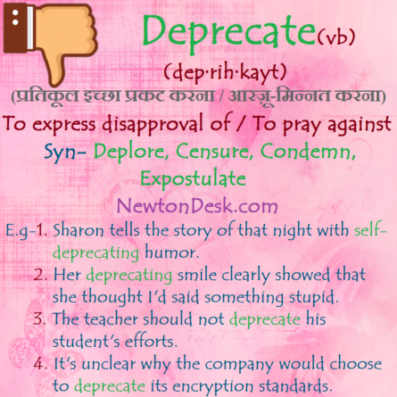 Deprecate Meaning - To express disapproval of | Vocabulary Flash Cards