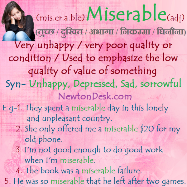 Miserable - Very Poor Quality or Condition | Vocabulary FlashCards