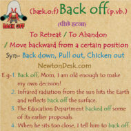 Back Off Meaning - Move Backward From A Certain Position - Off Words