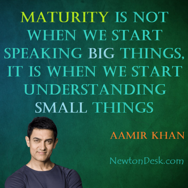 Maturity Is Understanding Small Things Aamir Khan Quotes