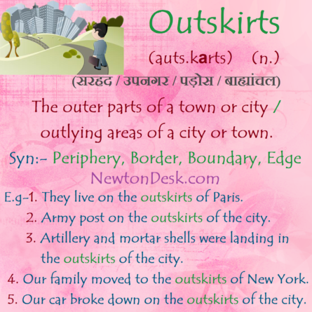 Outskirts Meaning - Outlying Areas of A City or Town - Vocab FlashCards