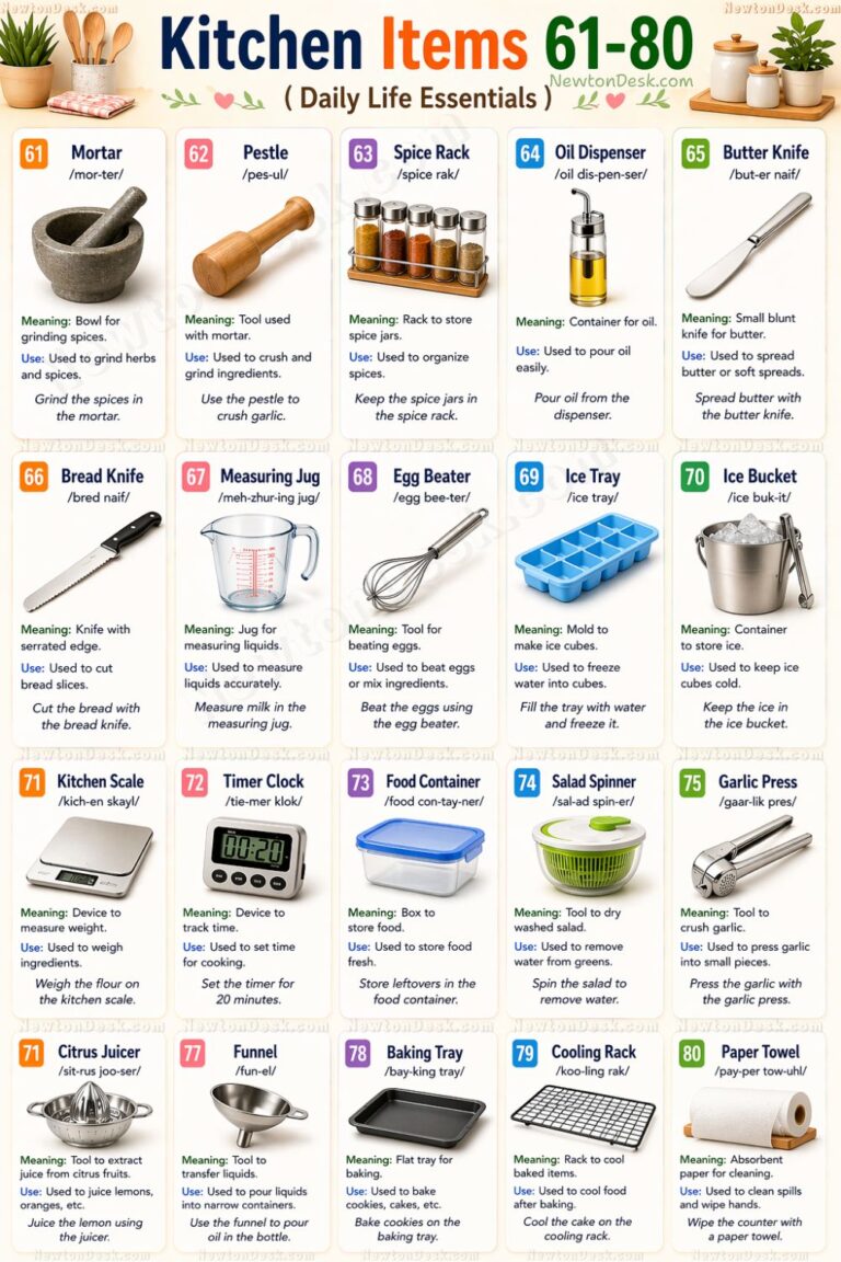 Kitchen Vocabulary - Learn Daily Use Items with Pictures in English